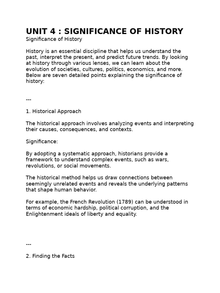 Unit 4 Significance of History | PDF | Historian | Liberal Arts Education