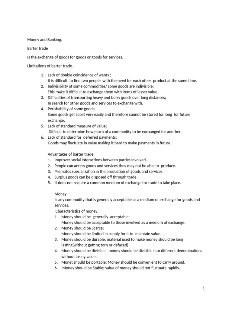 Revised Notes Moneyand Banking | PDF | Banks | Money