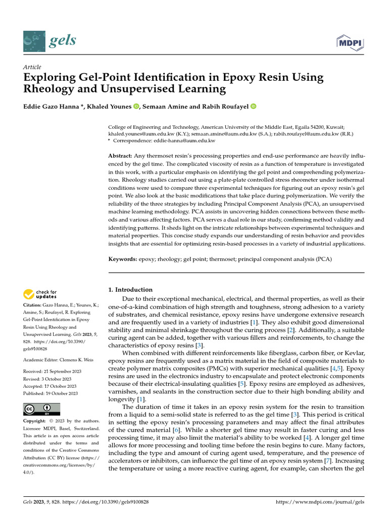 Exploring Gel Point Identification Epoxy Resin Using Rheology | PDF ...