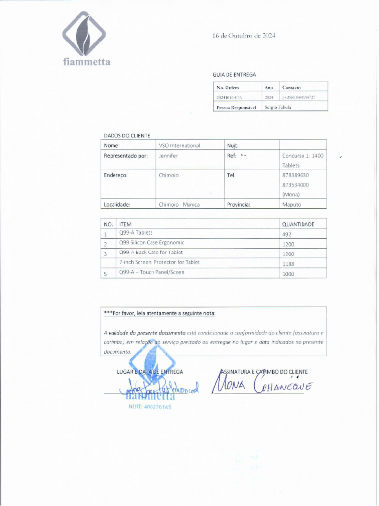Guia de entrega-VSO | PDF