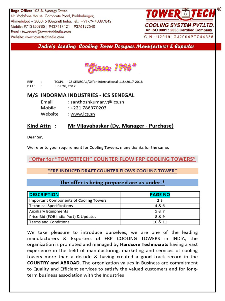 113-INDORMA INDUSTRIES-SENEGAL Tower Tech | PDF | Pipe (Fluid ...