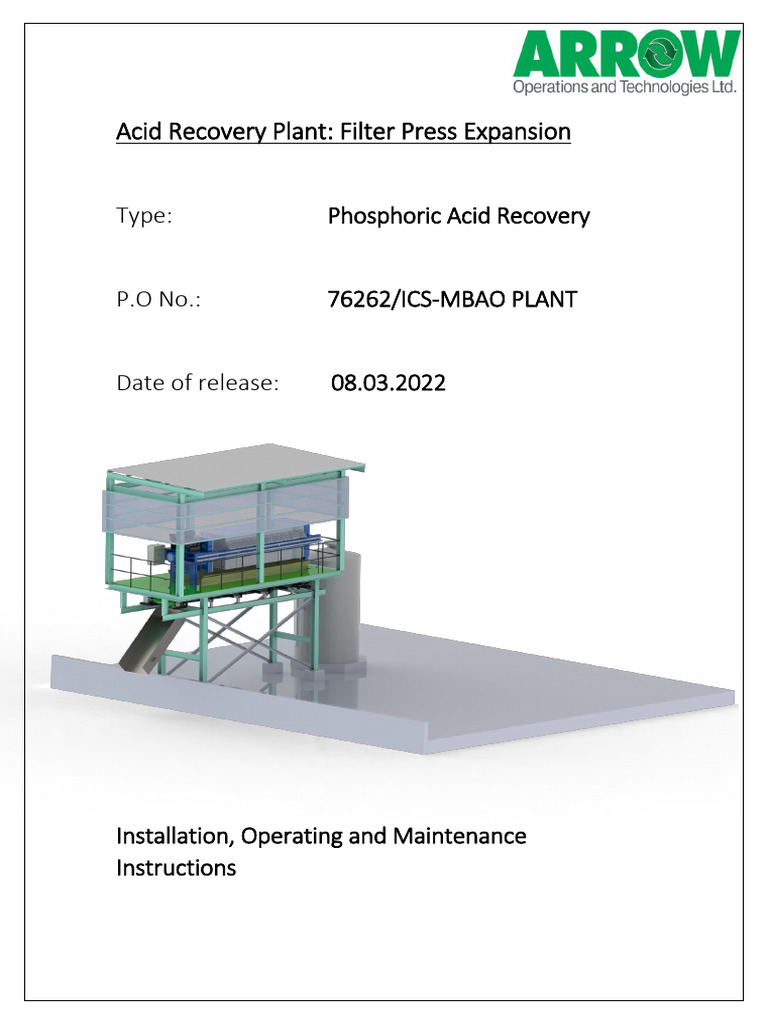 Acid Recovery Plant Filter Press Expansion Manual 080322REV01 | PDF ...