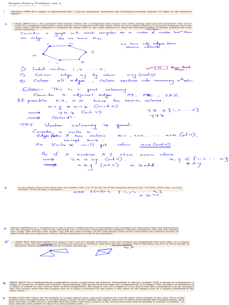 Graph Theory Problem Set 2 | PDF