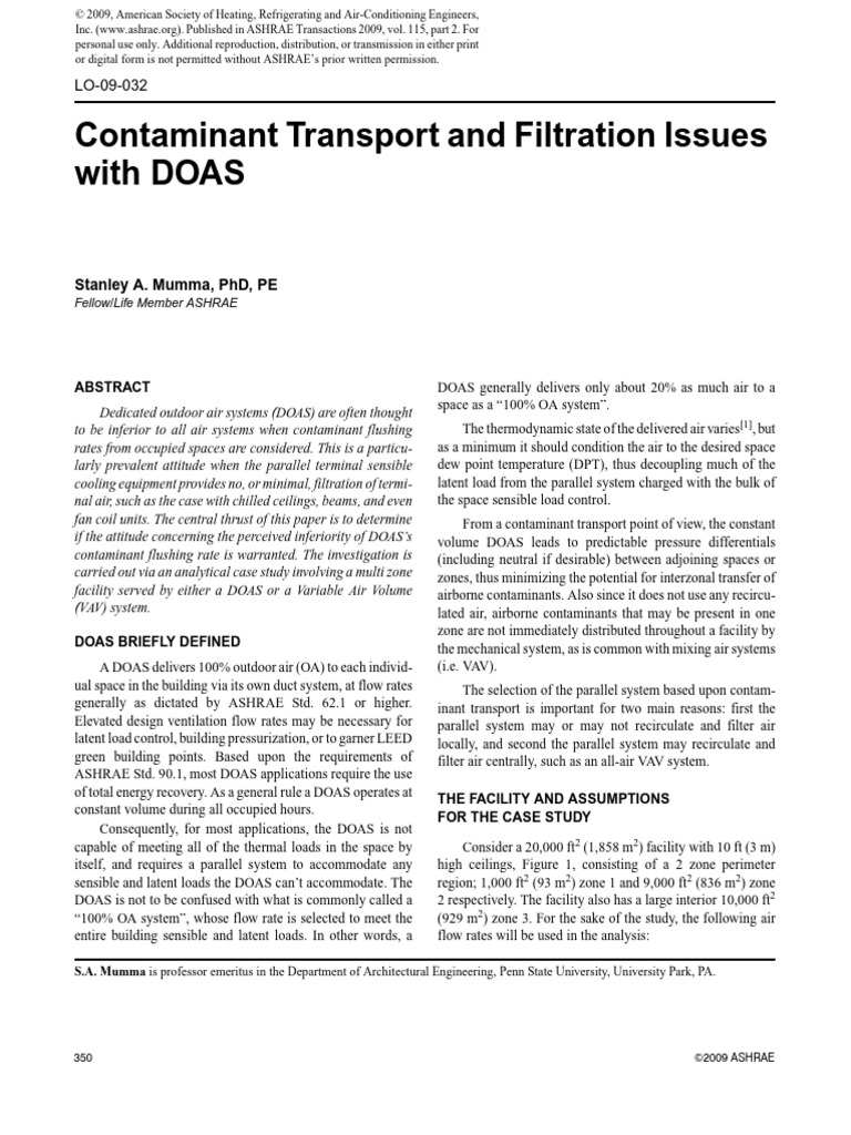 Contaminant Transport and Filtration Issues With DOAS | PDF | Building ...