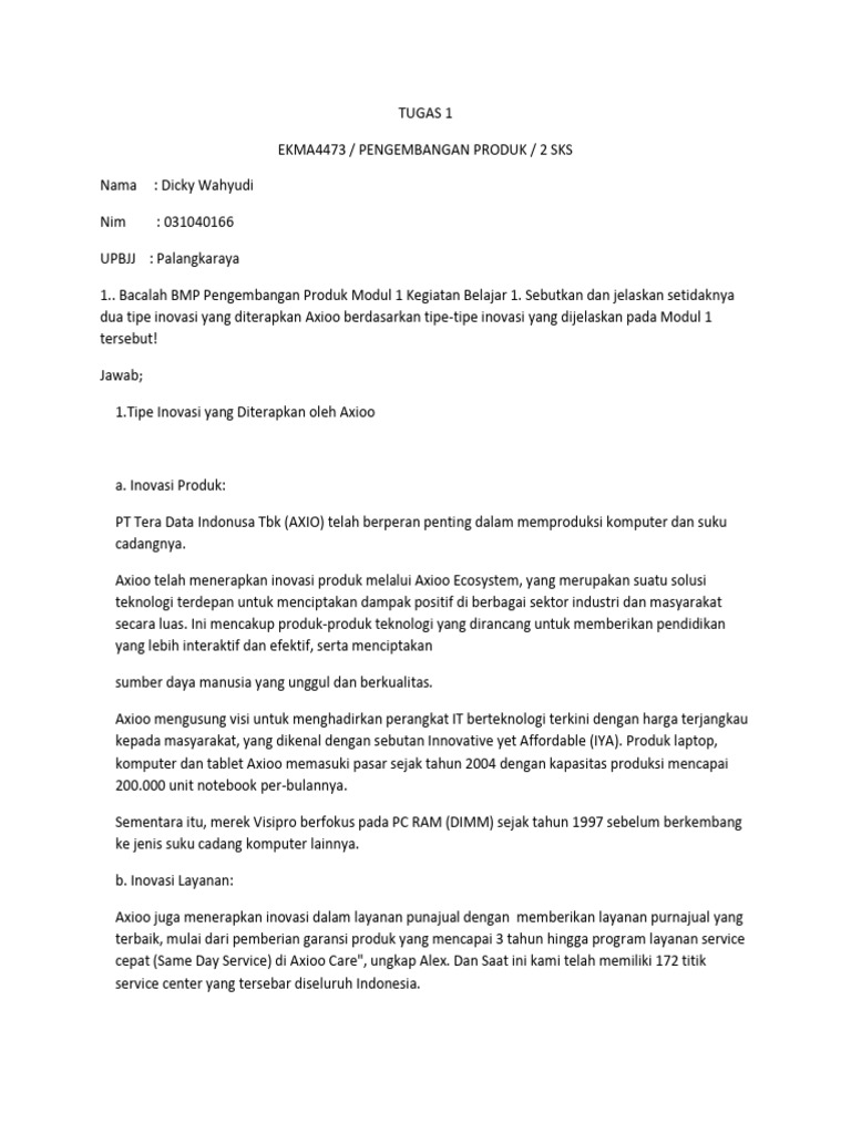 TUGAS 1 Pengembangan Produk | PDF