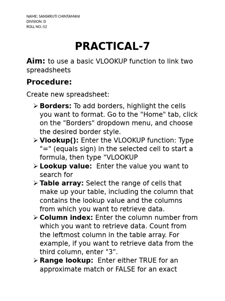 VLOOKUP Function Practical Guide | PDF