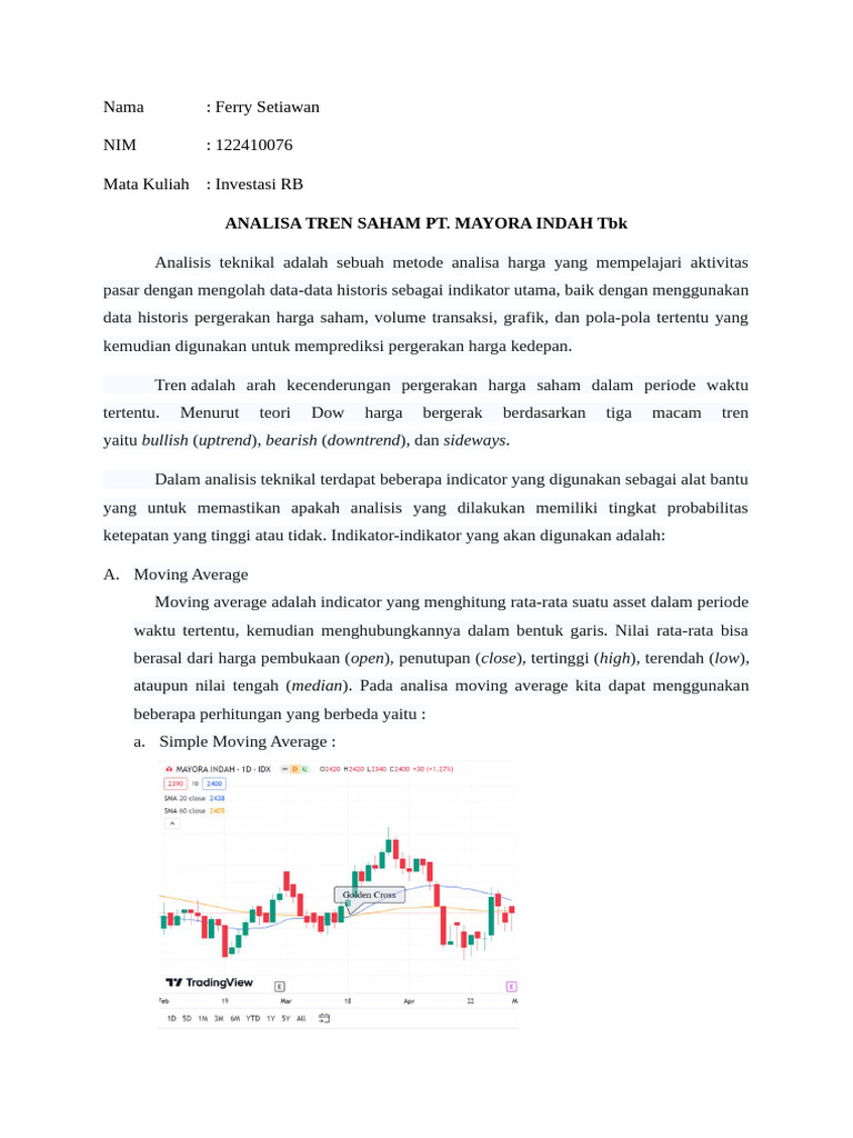 Analisis Teknikal Saham Mayora | PDF