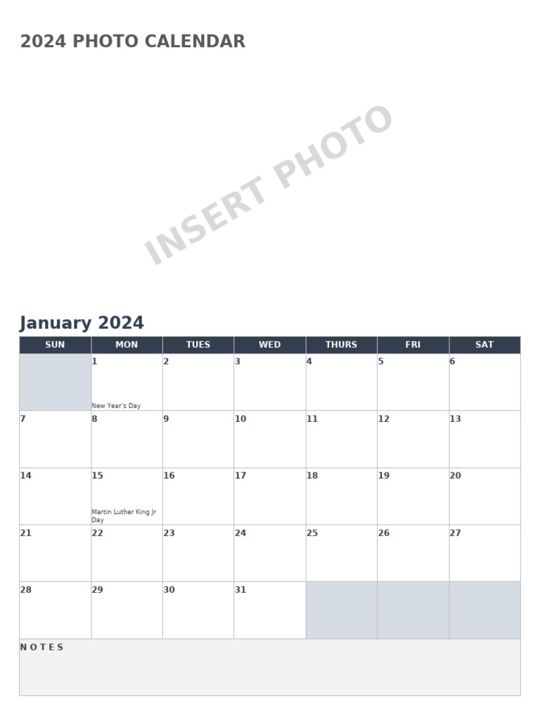 IC 2024 Photo Calendar Template | PDF | Observances