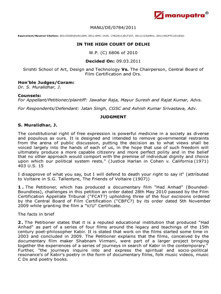 Srishti School of Art Design and Technology Vs TheDE110784COM357018 ...