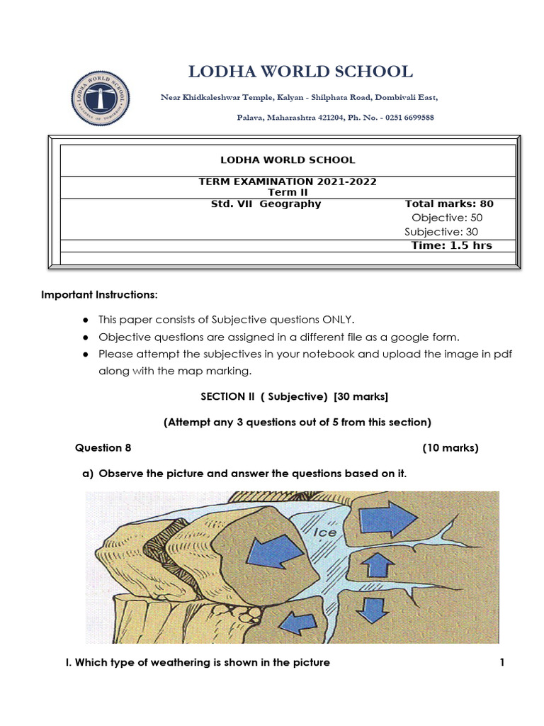 Class 7 Geography Worksheet | PDF | Natural Sciences | Physical Geography