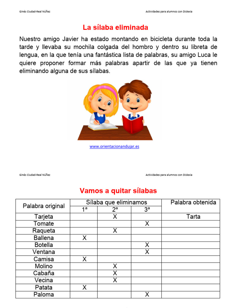 CONCIENCIA SILABICA Formamos Palabras La Silaba Eliminada | PDF