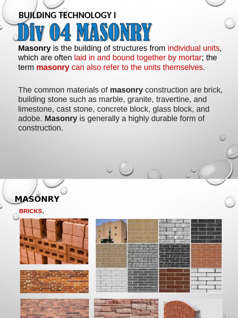 04 Masonry | PDF | Plaster | Mortar (Masonry)