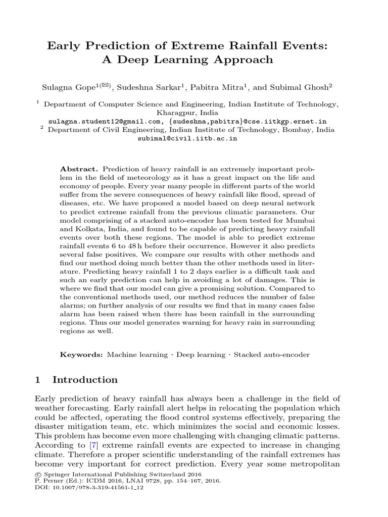 Early Prediction of Extreme Rainfall Events | PDF | Deep Learning ...
