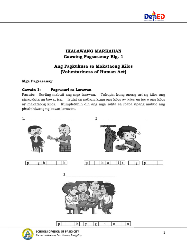 EsP 10 Q2 G.pagsasanay 1 | PDF