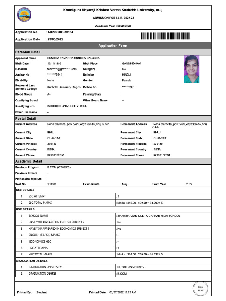 Printed Date: Printed By: Student | PDF