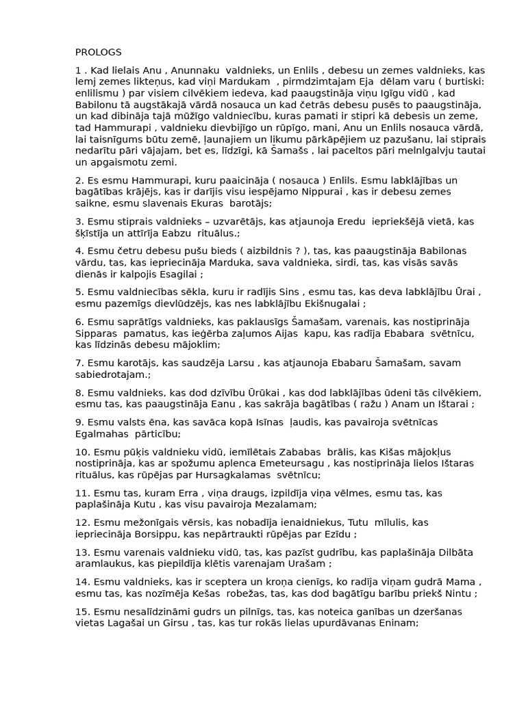 Hammurapi Likumi 1 | PDF