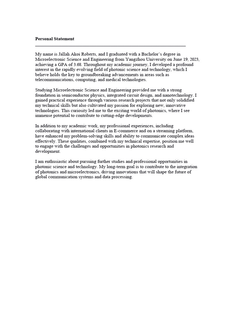 Personal Statement | PDF