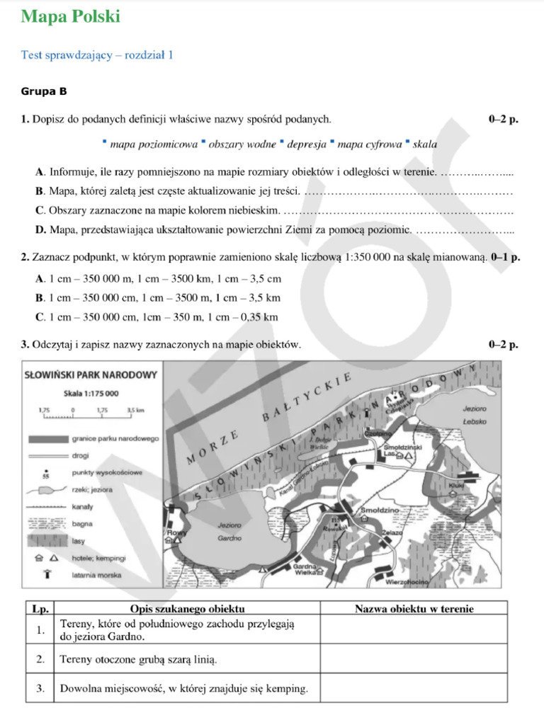 Mapa Polski Dział 1 SPR Grupa B | PDF