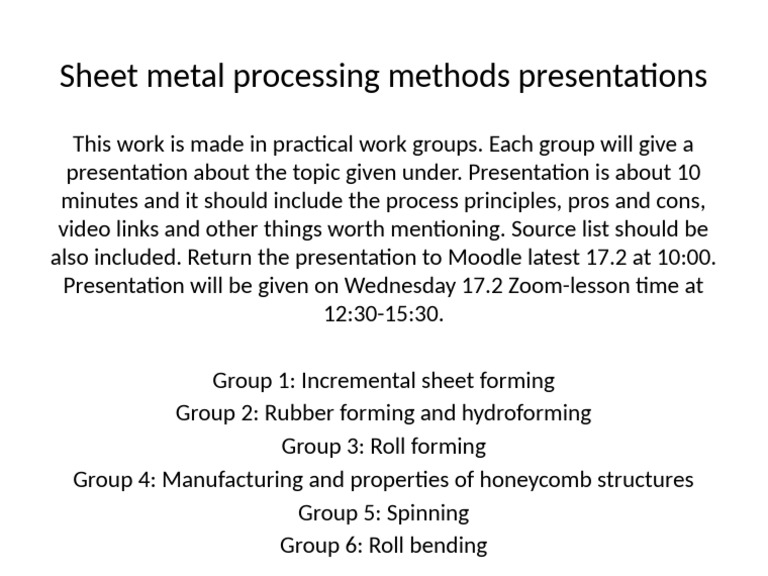 Sheet Metal Processing Methods Presentations | PDF | Art | Science & Mathematics