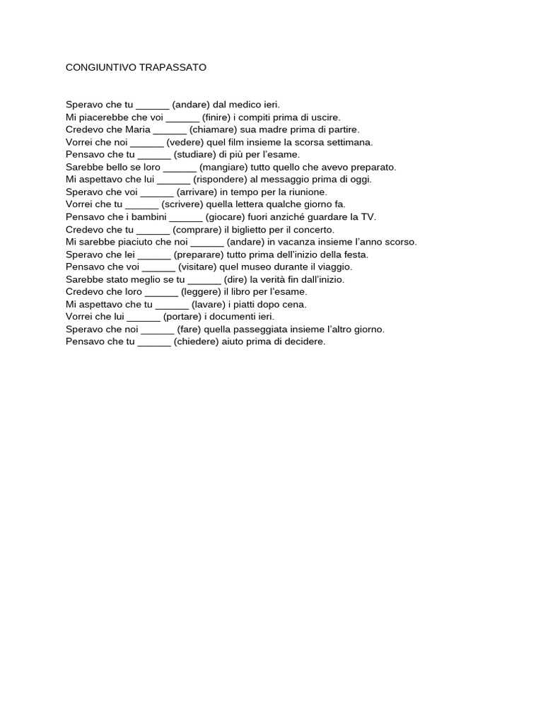 Congiuntivo Trapassato | PDF