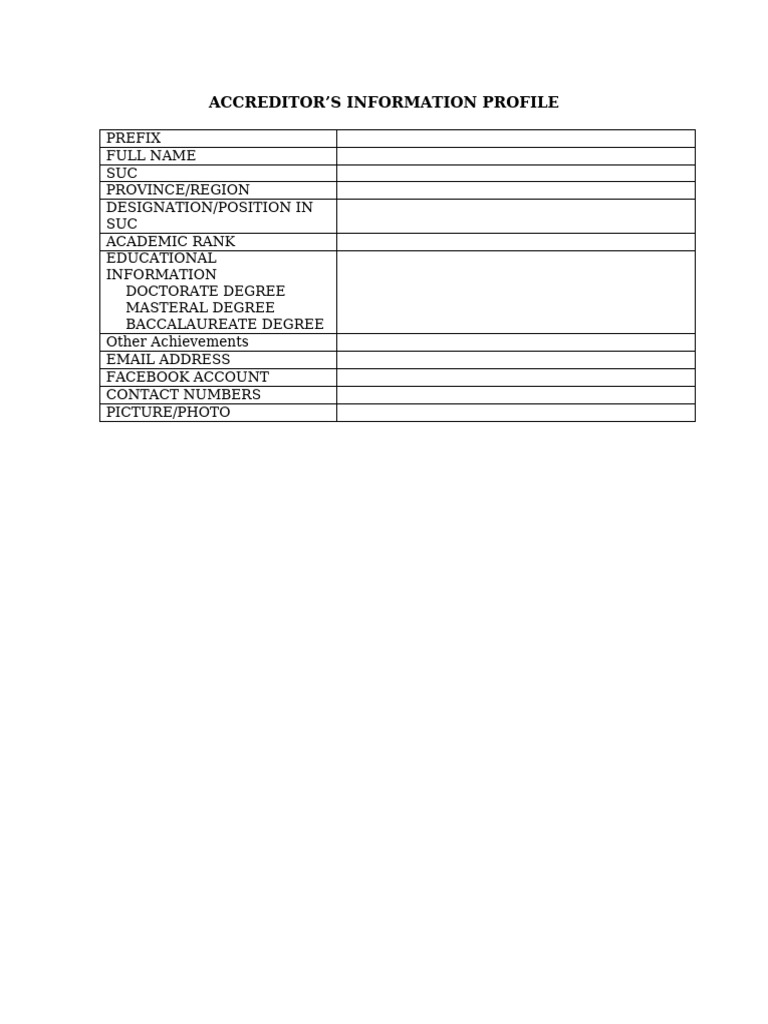 Accreditors Profile Template 1 | PDF