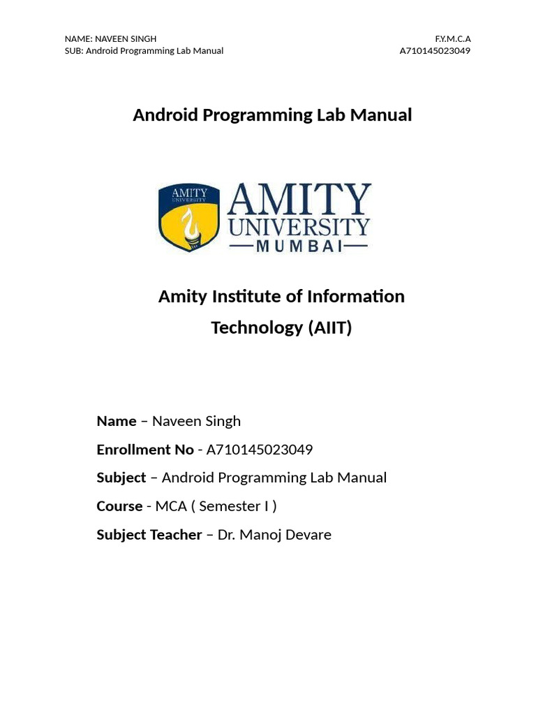 Naveen Android Labmanual | PDF