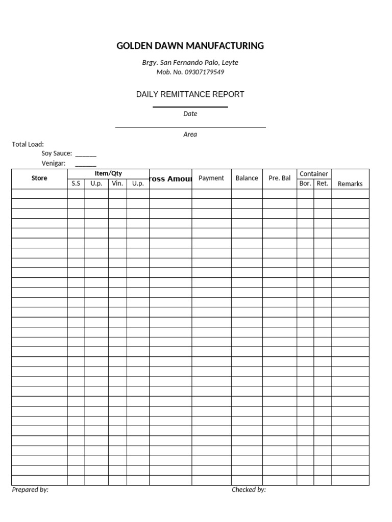 Daily Remittance Report | PDF