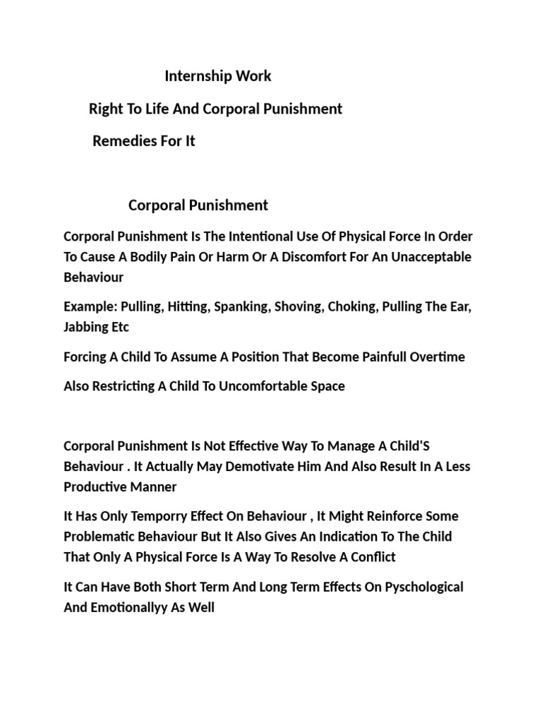 Corporal Punishment and Right To Life | PDF | Corporal Punishment In The Home | Punishments