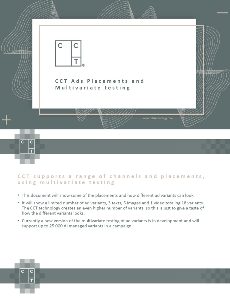 CCT Ads Placements and Multivariate Testing | PDF | Facebook | Cyberspace