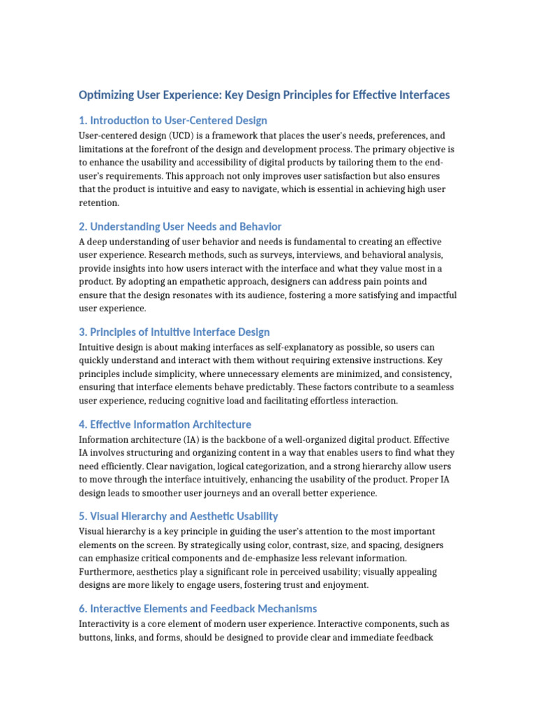 Optimizing User Experience Key Design Principles | PDF | Usability ...