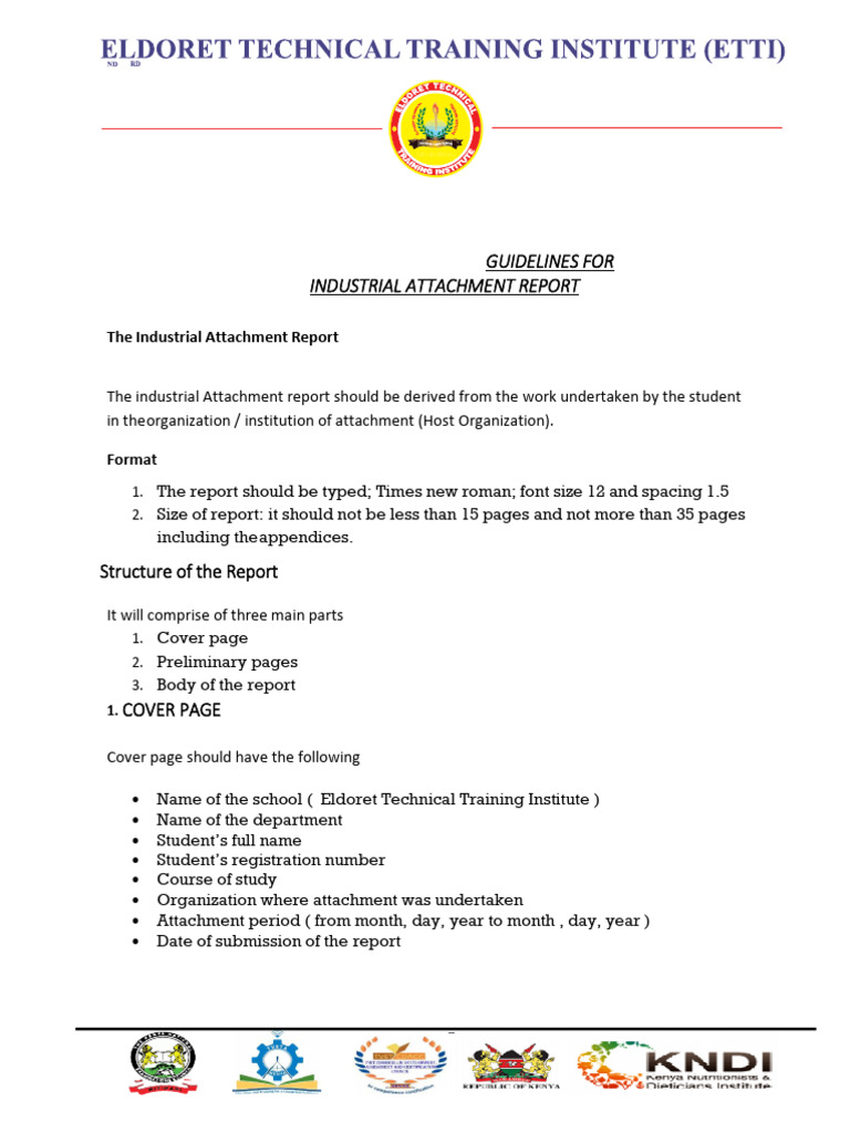 Industrial Attachment Report Guidelines | PDF | Table Of Contents