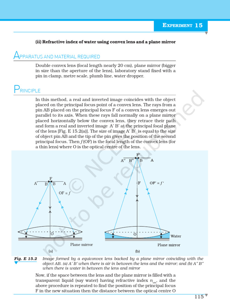 PRACTICAL 4 REFRACTIVE INDEX CONVEX LENS | PDF | Mirror | Optics
