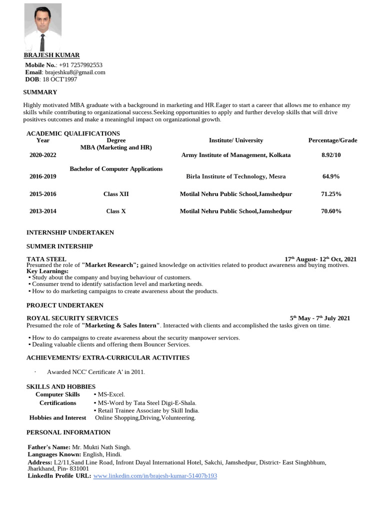 Brajeshkumar Cvnew | PDF | Business Economics | Business