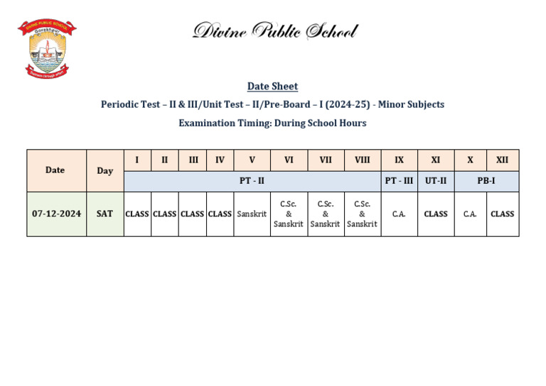 Downloading File:Datesheet For PT-II & III UT-II PB-I 2024-25 - Minor ...