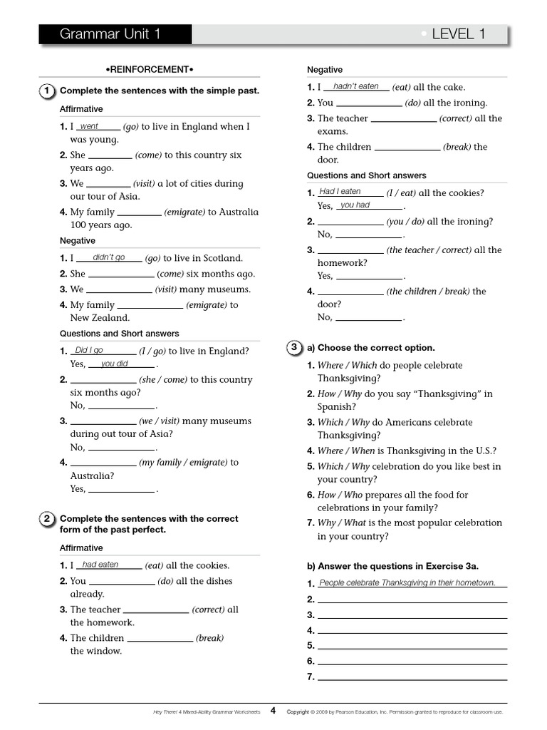 Mixed Ability Worksheets Unit 1 | PDF | Linguistics | Grammar