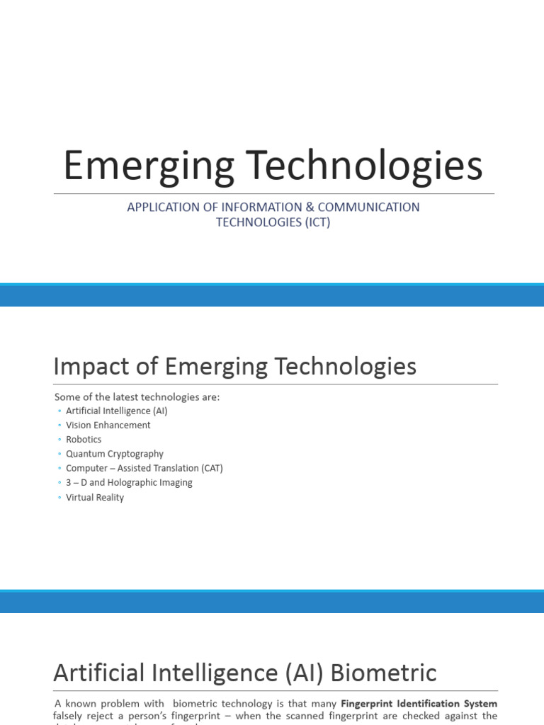Week 3 - Emerging Technologies | PDF | Holography | Biometrics