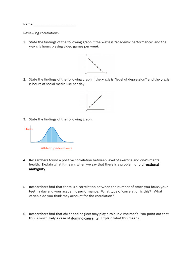 Correlation Worksheet | PDF