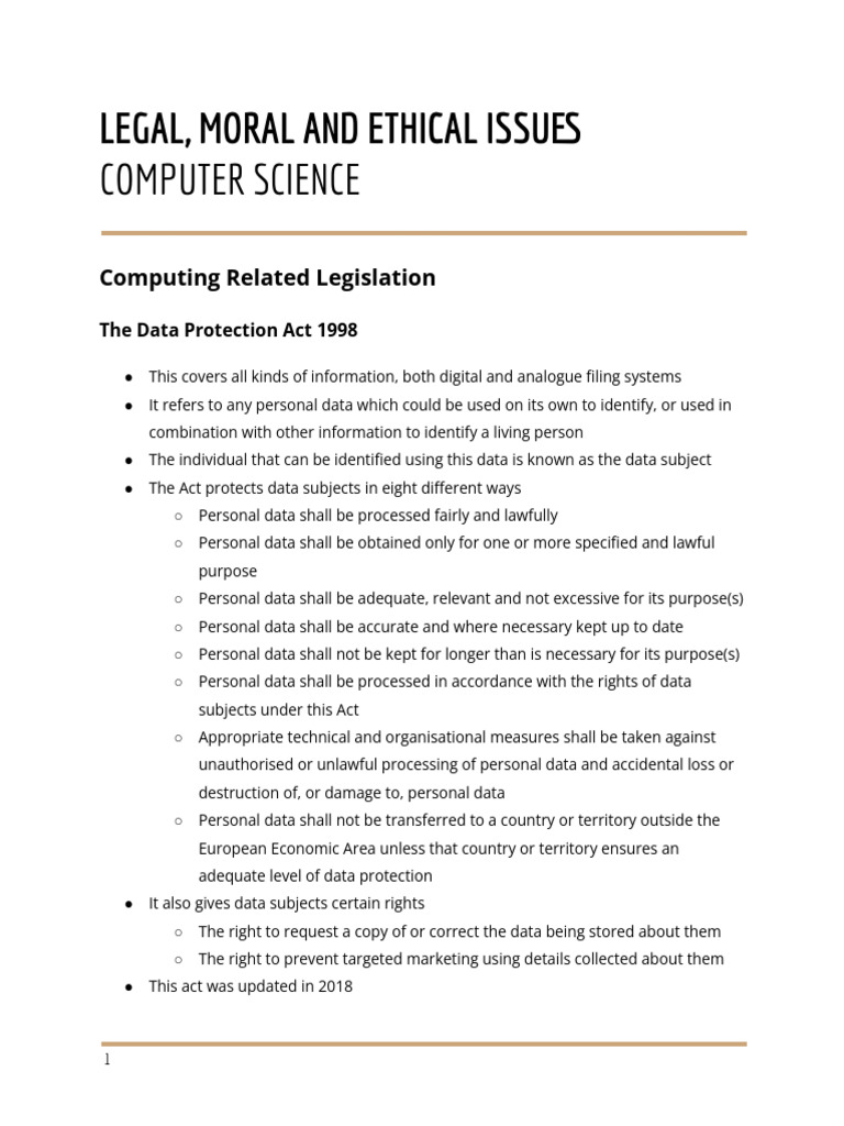 Legal, Moral and Ethical Issues | PDF | Data | Common Law