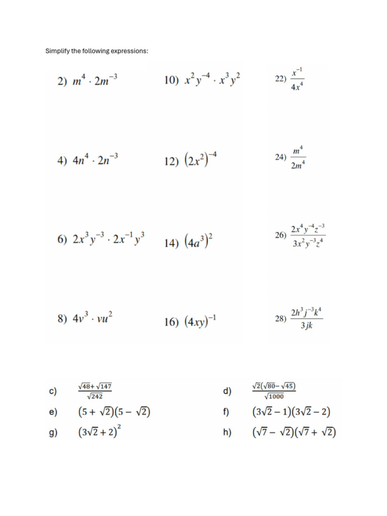 Properties of Exponents and Surds | PDF