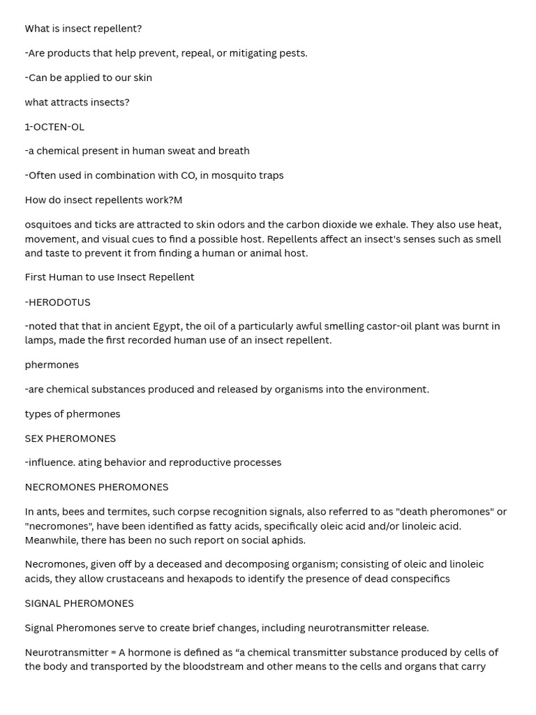 Understanding Insect Repellents and Pheromones | PDF | Pheromone | Insects