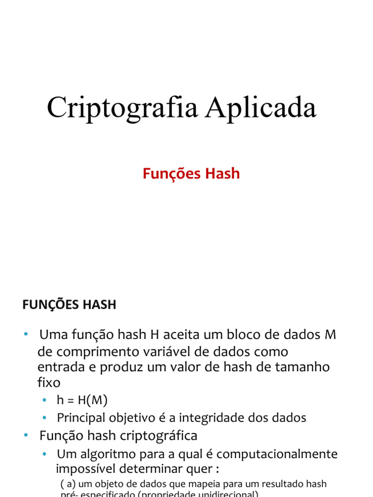 6 - Funções Hash | PDF | Criptografia de chave pública | Chave ...