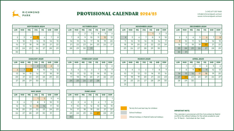 RPS Calendario 2024 - 2025 EN | PDF | Academia