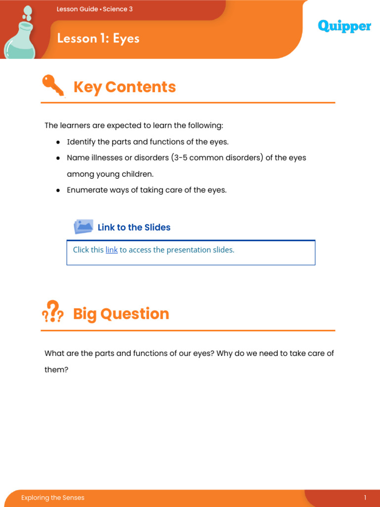 Key Contents: Lesson 1: Eyes | PDF | Human Eye | Eye