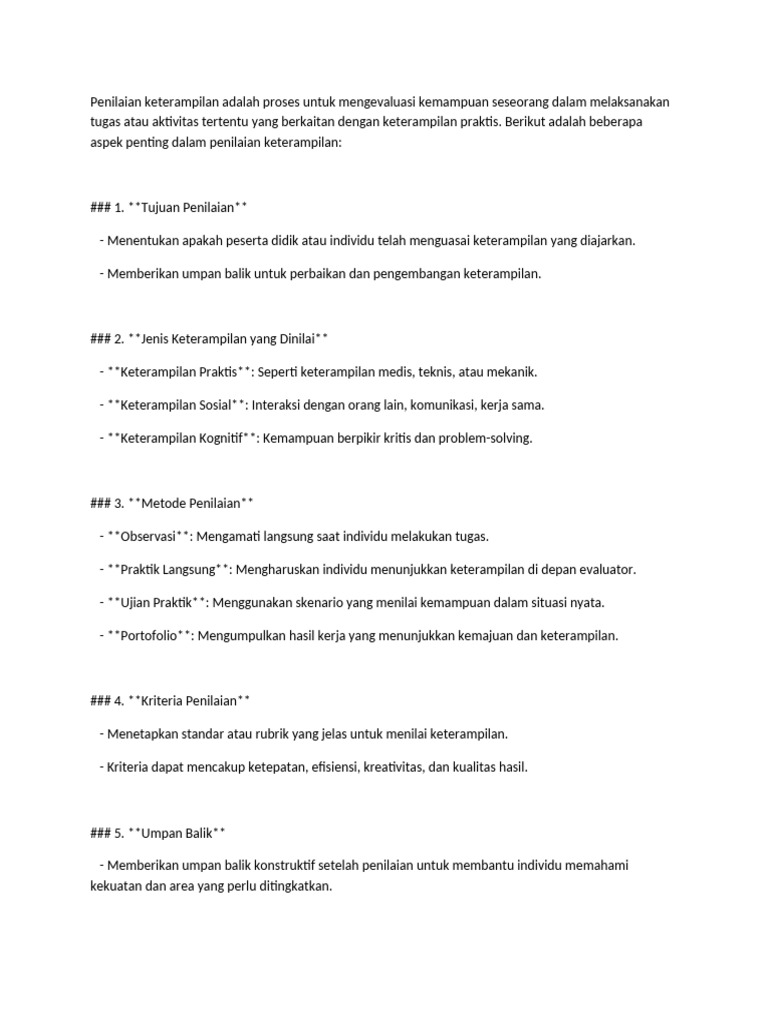 Penilaian Keterampilan | PDF