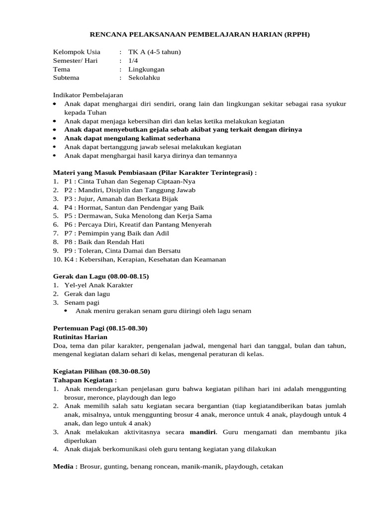 RPPH Ke 4 - Sekolahku | PDF | Ilmu Sosial