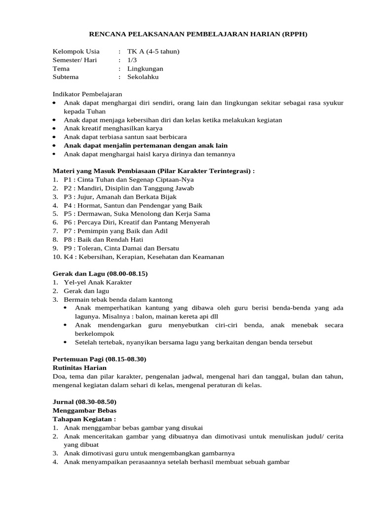 RPPH Ke 3 - Sekolahku | PDF | Karier & Perkembangan | Kesehatan Holistik