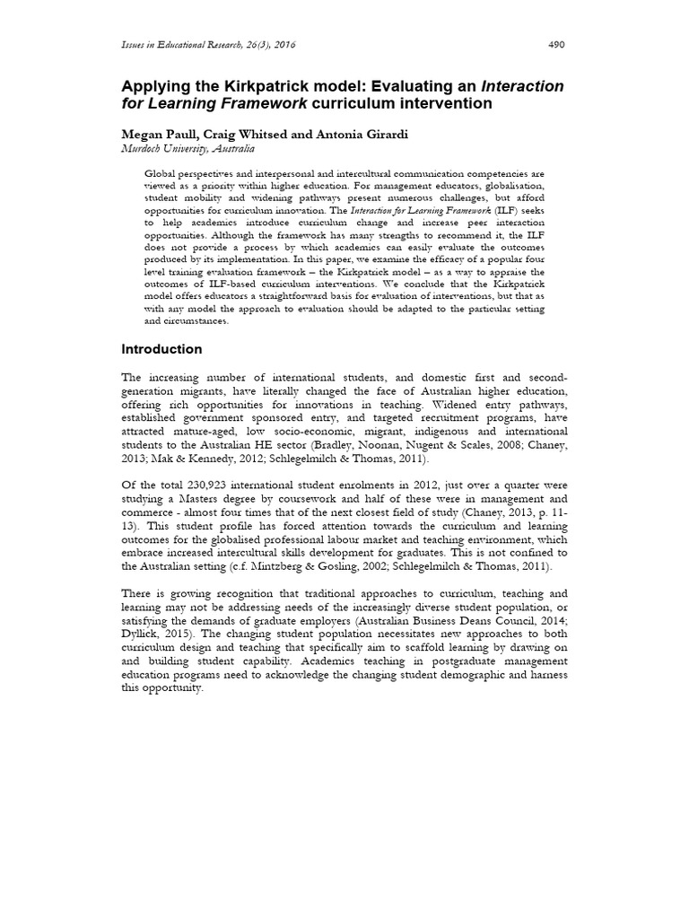 Applying The Kirkpatrick Model | PDF | Evaluation | Learning