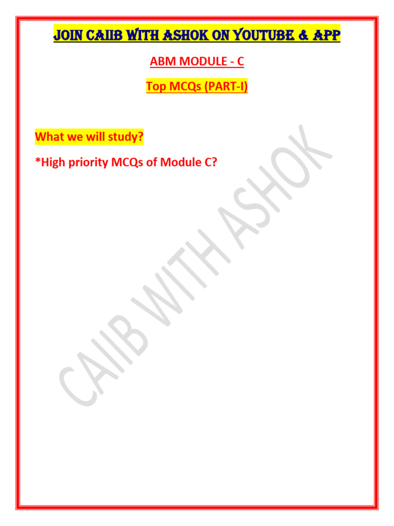 Abm 2024 Module C Top Questions Part I | PDF | Loans | Liability ...
