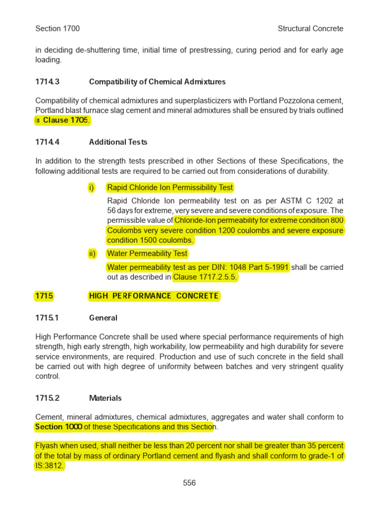 MORTH Section 1700: Concrete Specifications | PDF | Concrete | Cement