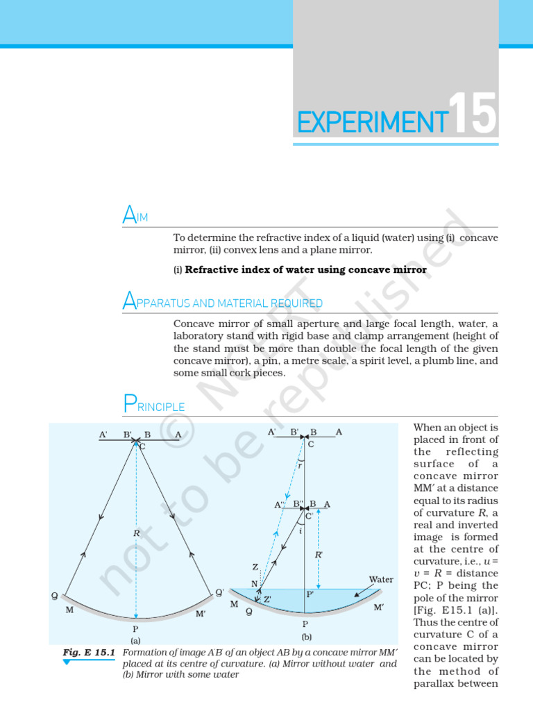 Practical 3 Refractive Index Concave Mirror | PDF | Mirror | Refractive Index